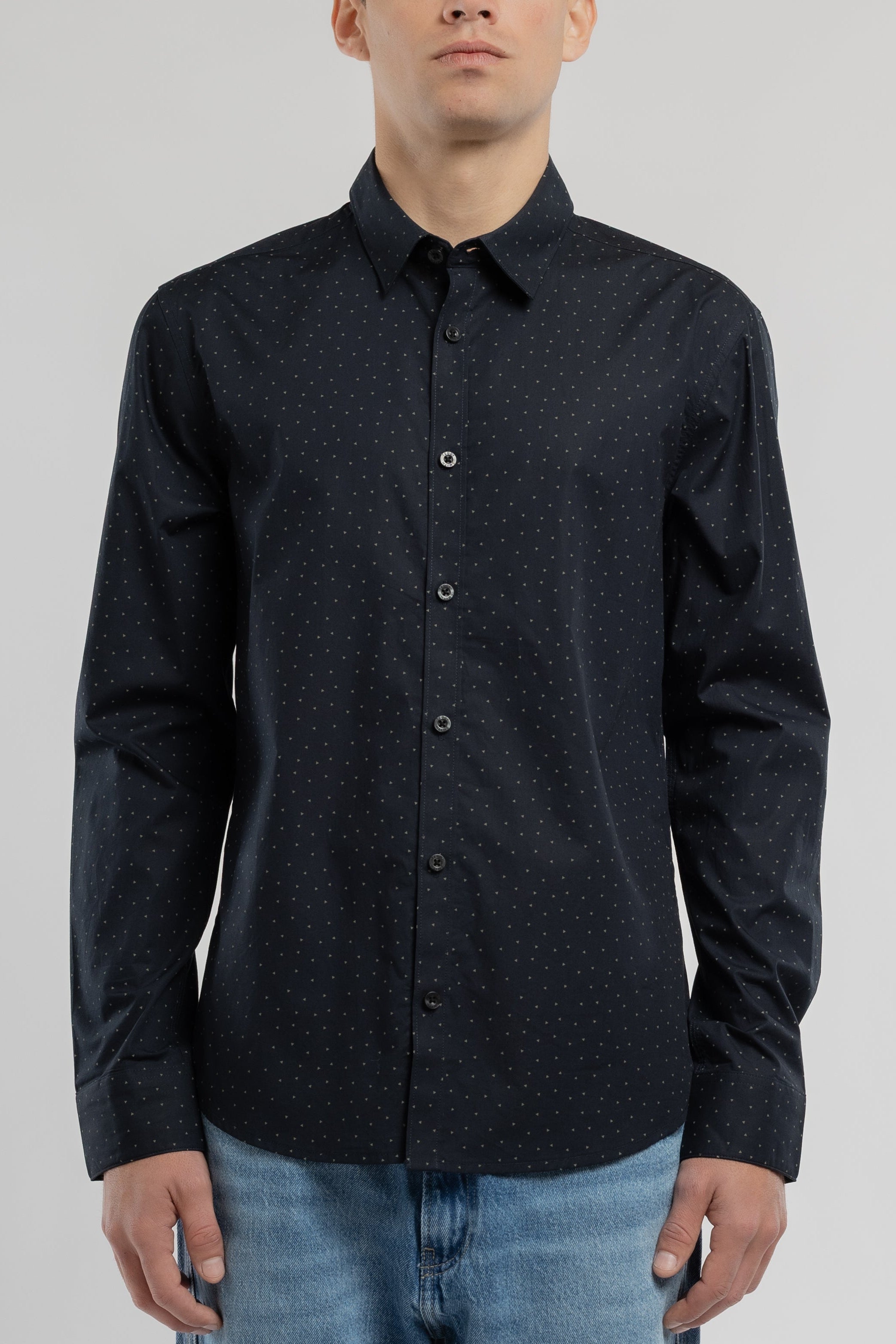 Chemise CARTON ML DARK NAVY/MICRO SHAPES – Teddy Smith